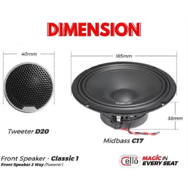 Jual SPEAKER SPLIT 2WAY CELLO C17 +TWEETER SOLUTION UP | Shopee Indonesia