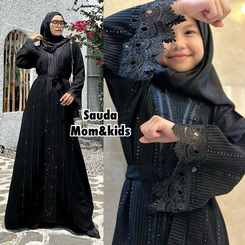 Jual Grosir Jubah Abaya Maxi Dress Arab Saudi Hitam Dhubai Couple Ibu ...