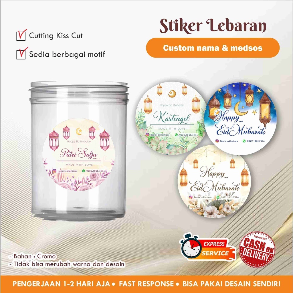 Jual Stiker Lebaran cromo / Eid mubarak / Idul fitri bulat / Label ...