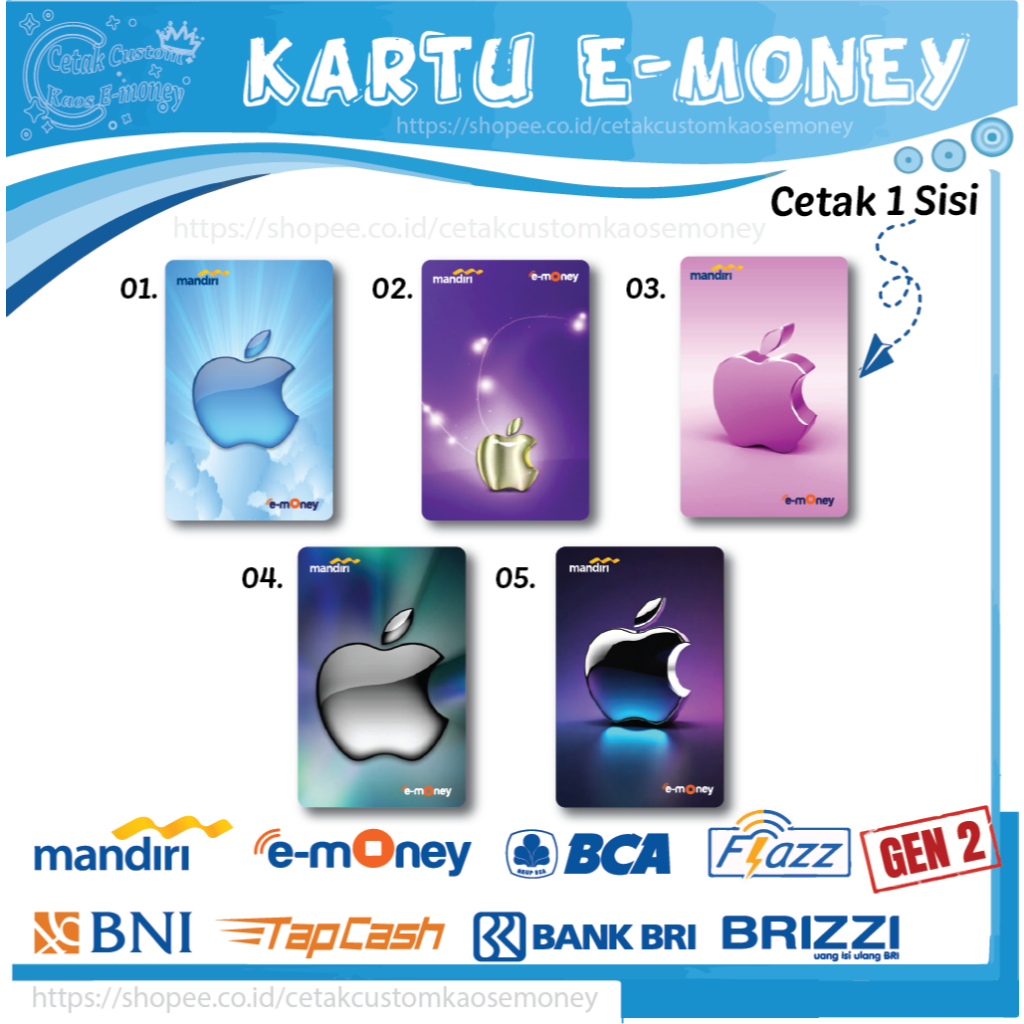 Jual KARTU E MONEY E TOLL GAMBAR BRAND APPLE KUMPULAN 7 EMONEY MANDIRI ...