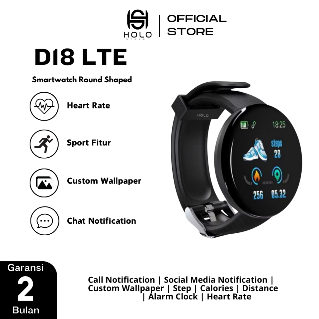 Jual HOLO SmartWatch D18 LTE Sport Olahraga Tahan Air Pria Dan Wanita ...
