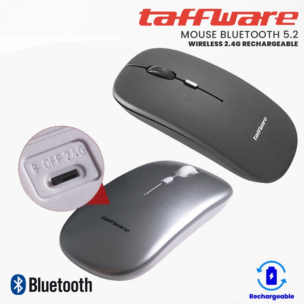 Jual Taffware Mouse Rechargeable Dual Mode USB Wireless and Bluetooth 5 ...