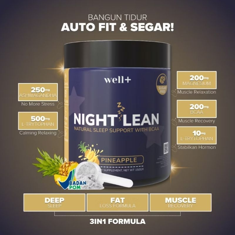 Jual UP Well+ Night Lean 150 Gram 3 In 1 Formula Sleep Support + Fat ...