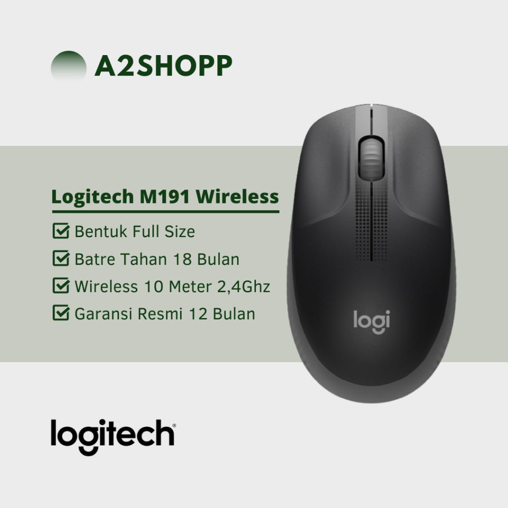 Jual Logitech M191 Mouse Wireless Full Size Garansi Resmi | Shopee ...
