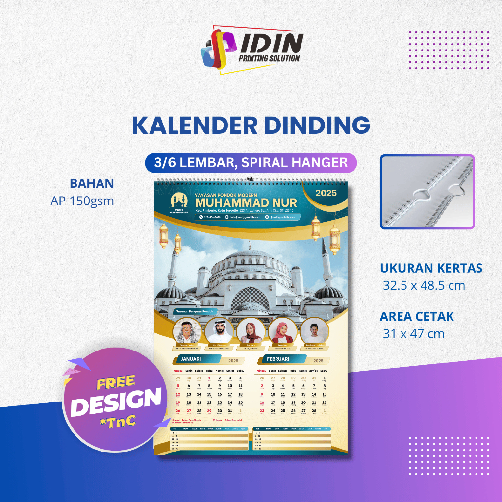 Jual Custom Cetak Kalender Dinding 2025 Spiral Hanger - Percetakan Idin ...