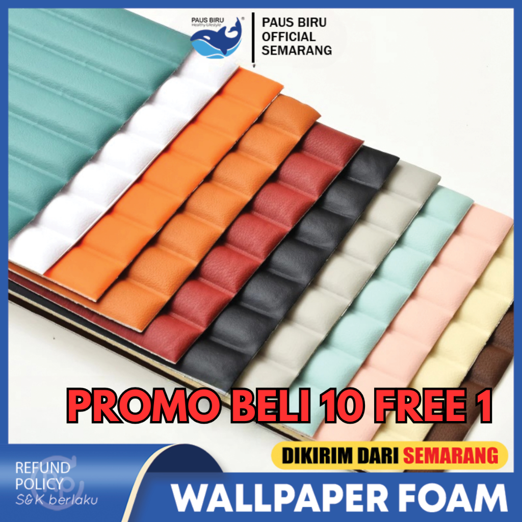 Jual BELI 10 FREE 1 Wallpaper Dinding Kulit Sticker Foam Ukuran 76x23cm ...