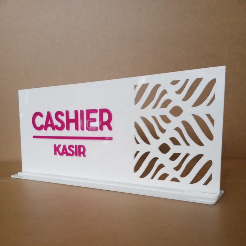 Jual Cashier / Kasir Sign Board Standing Acrylik Timbul Bolong Motif ...