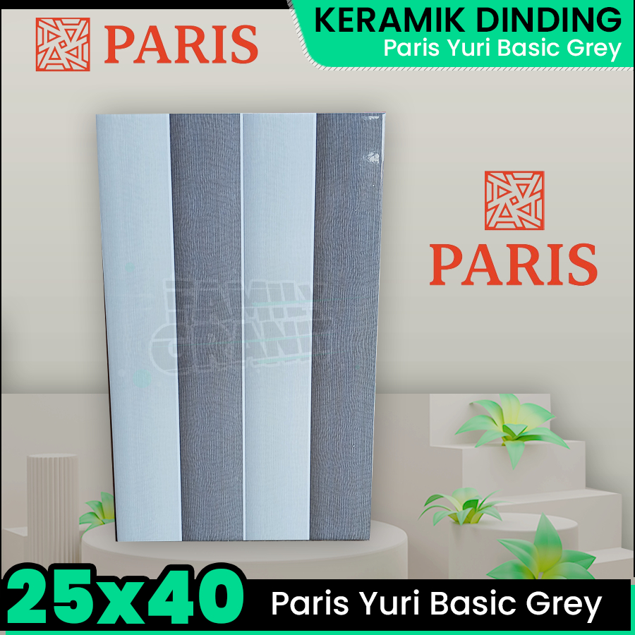 Jual Keramik Dinding 25x40 Paris Yuri Basic Grey Wall Tile Motif Garis ...