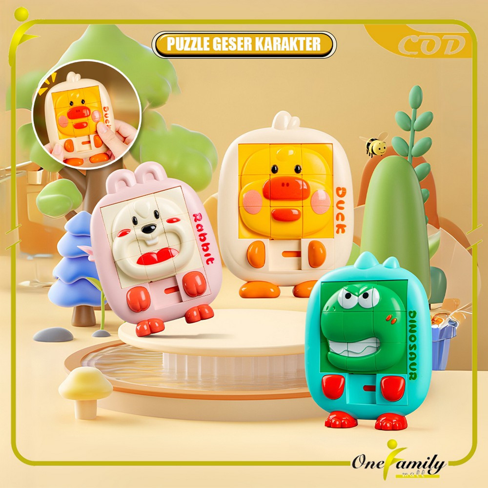 Jual ONE-M376 Mainan Edukasi Anak Puzzle Geser Slide 3D Karakter Hewan ...