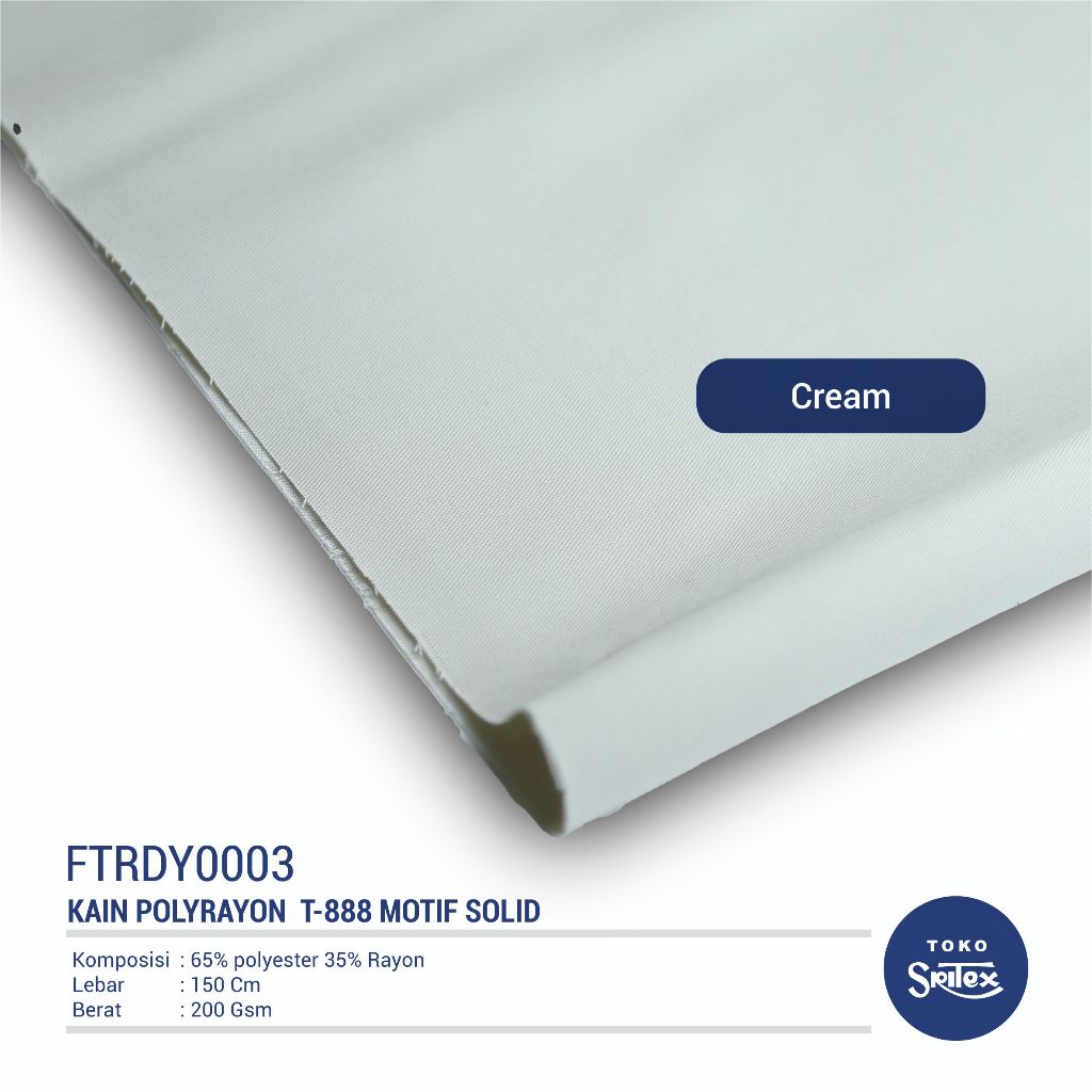 Jual Toko Sritex Kain Tetron Rayon Plain Dyed Premium Ekspor, T888 ...