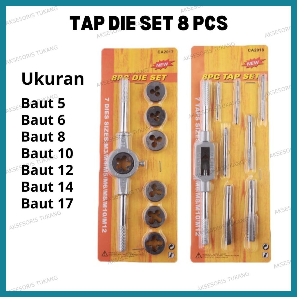 Jual Hand Tap Die Set M3-M12 Senai Drat Ulir Baut 8pcs Alat Metrik Pembuat Drat Metric Handtap ...