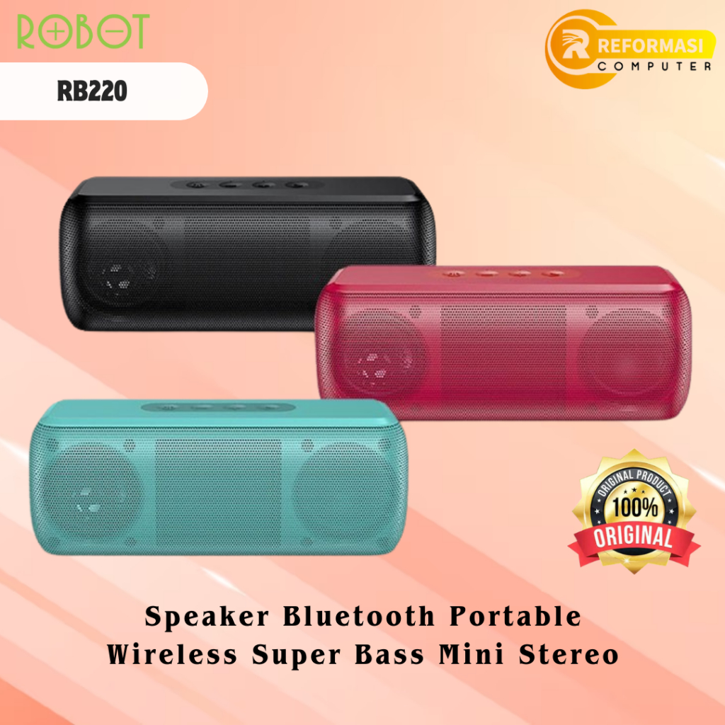 Jual ROBOT RB220 Speaker Bluetooth Portable TWS Powerful Bass USB Micro ...
