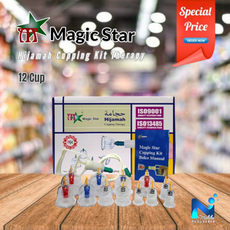 Jual Alat Terapi Bekam Magic Star isi 12 Kop / Therapy Cupping Set Magic Star 12 Cup / Kop Angin ...