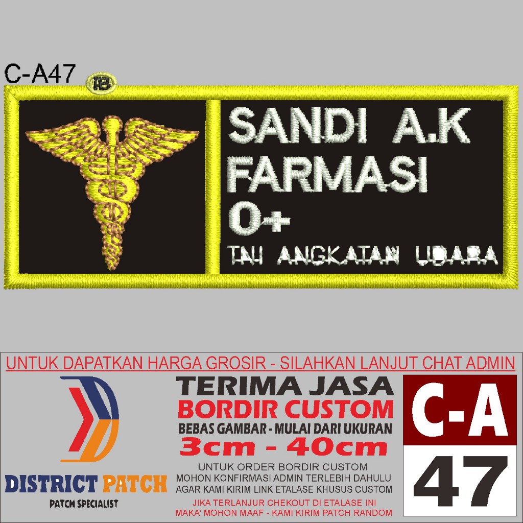 Jual PATCH BORDIR LOGO APOTEK SANDI A.K FARMASI C-A47 DISTRICT PATCH ...