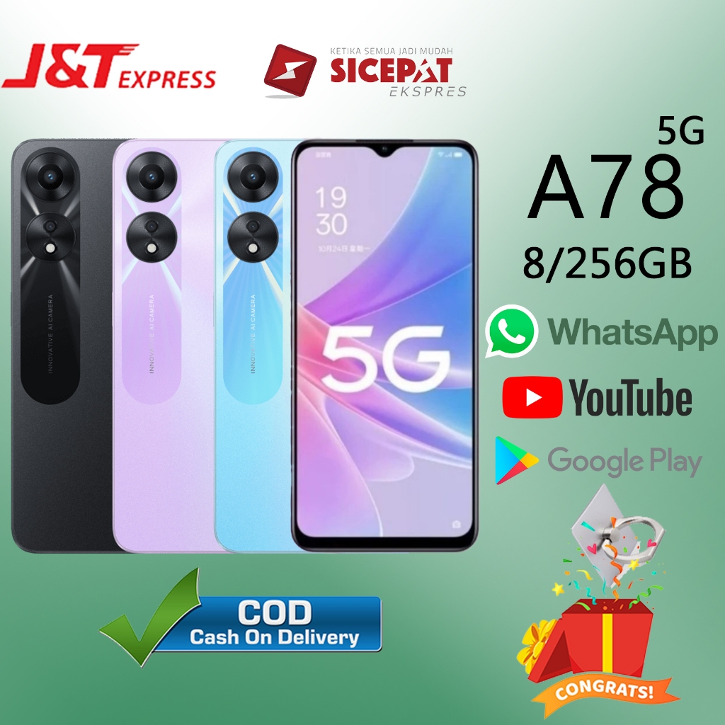 Jual HP OPPO A78 Ram 8/256GB Smartphone 5G LET 6.56 inch Dual SIM 50MP ...