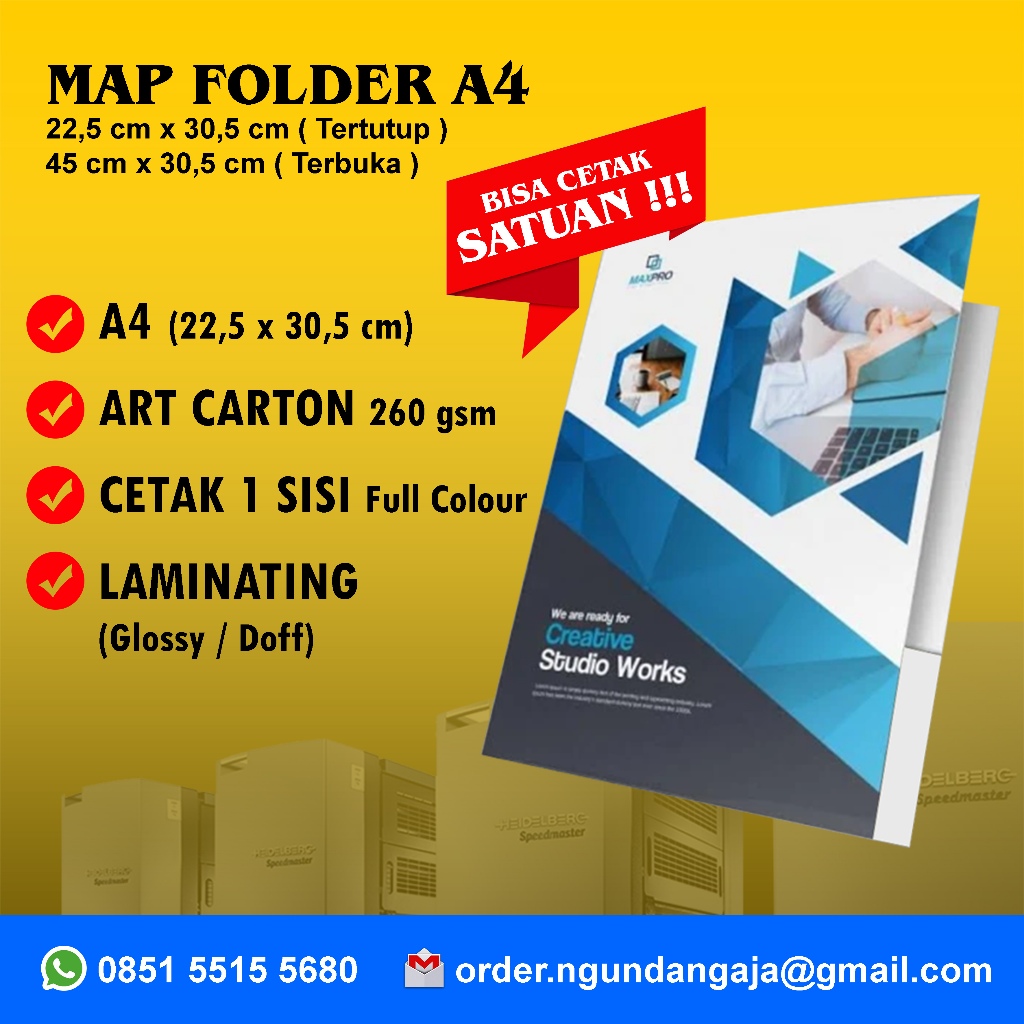 Jual Cetak Map Folder A4 Custom Full Warna Sudah Laminasi Bisa Order ...