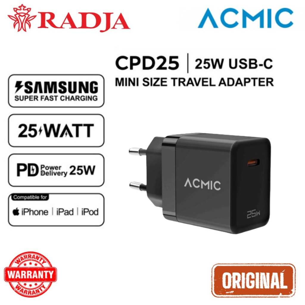 Jual ACMIC CPD25 Type C 25W Adaptor Super Fast Charging | Shopee Indonesia