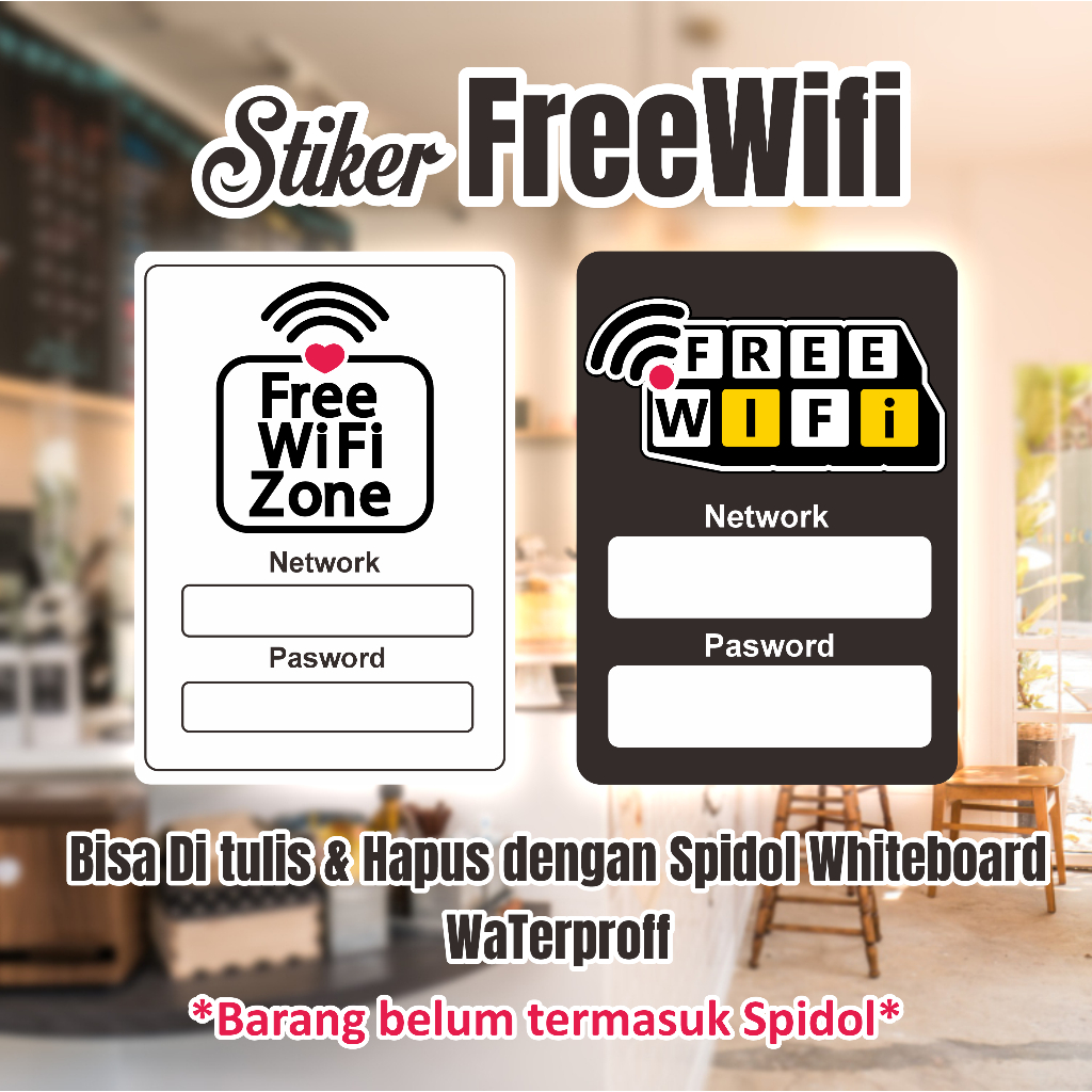 Jual Stiker Free WiFi dengan Kolom Username & Password – Dapat Dihapus ...
