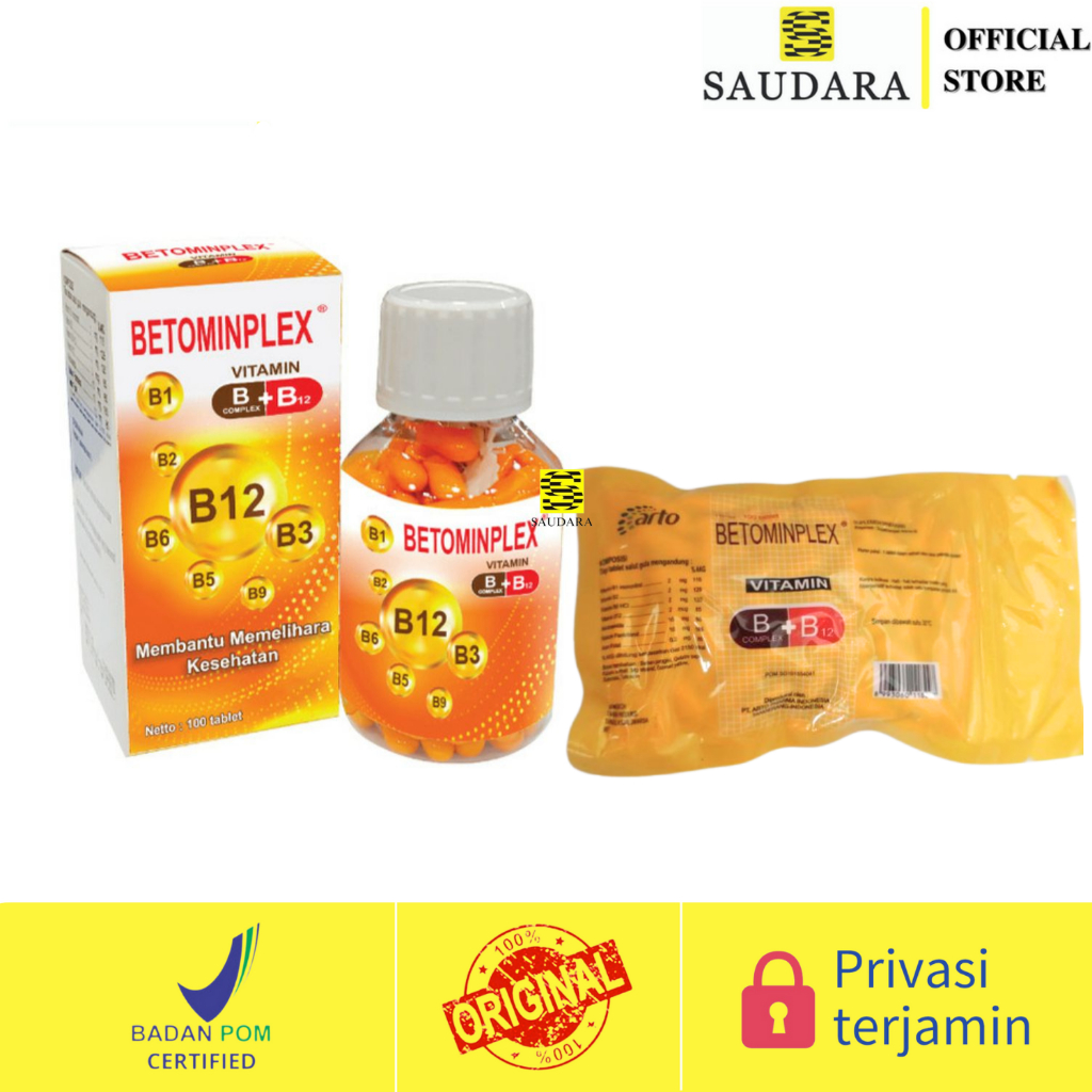 Jual Betominplex Vitamin B Complex + B12 100's(Botol), Betominplex ...
