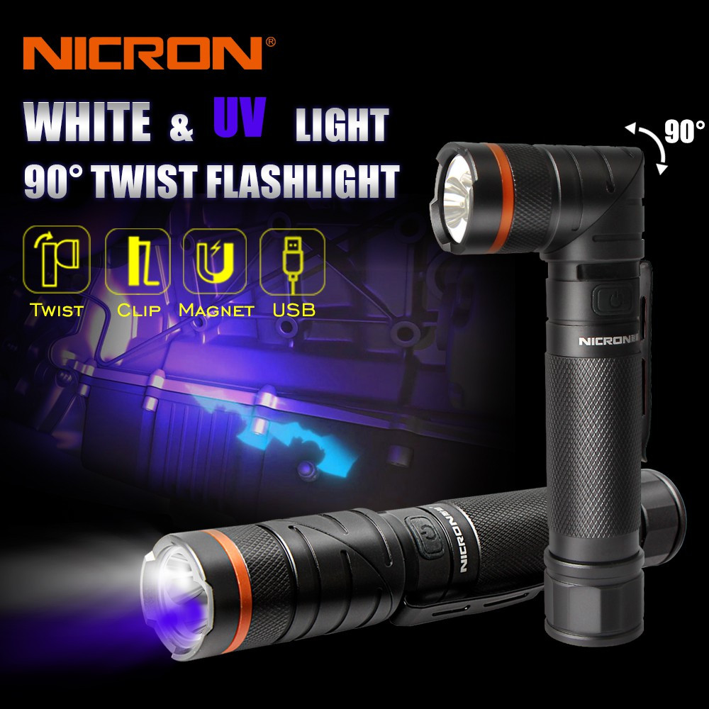 Jual Nicron B75 UV Twist Flashlight Tingkat Cahaya 1000 lumen - Jarak ...