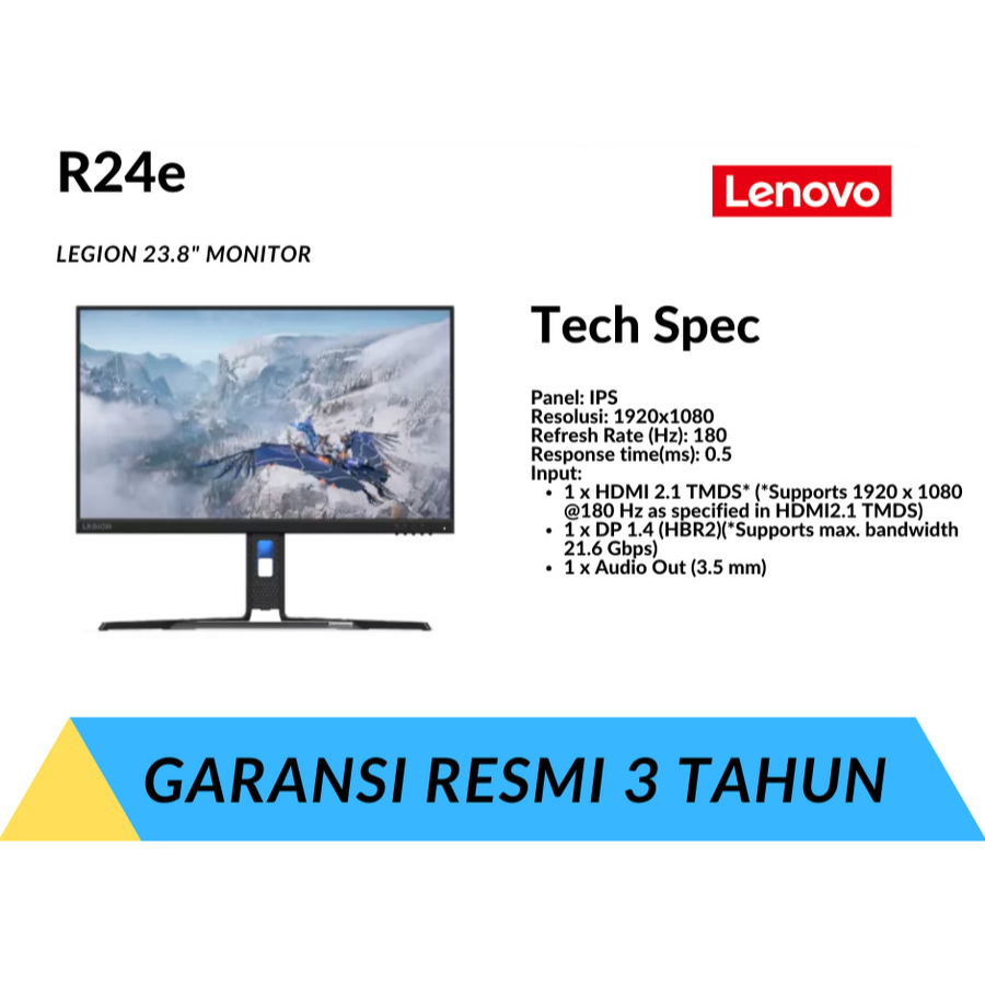 Jual Monitor LED Lenovo Legion R24E 23.8" FHD 1080p 180Hz 0.5ms IPS ...