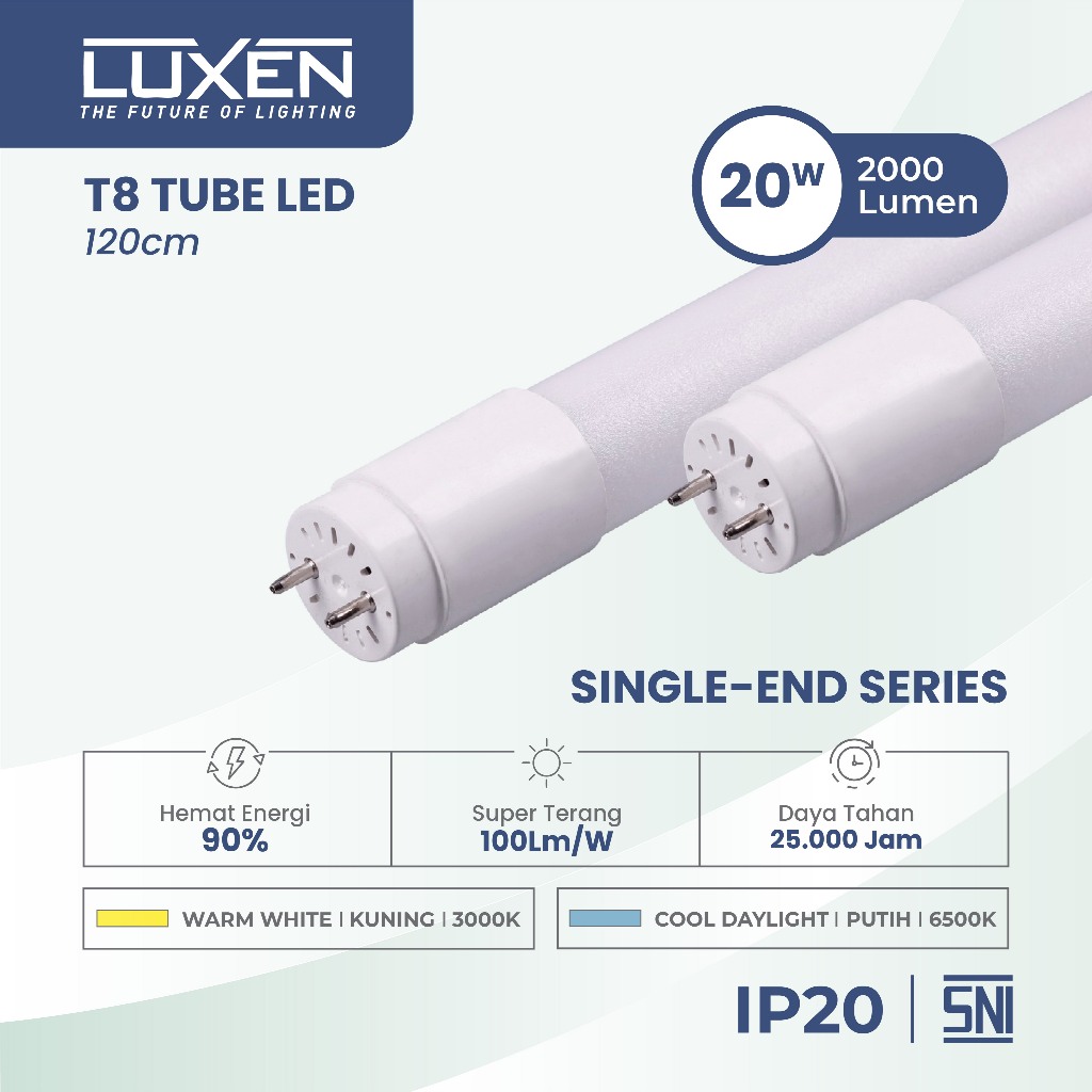 Jual LUXEN LAMPU TL LED TUBE LIGHT T8 SPB SINGLE END 20 Watt Cahaya ...