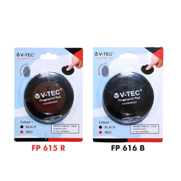Jual V TEC Fingerptint pad Hitam , Merah / Cap sidik jari hitam / merah ...