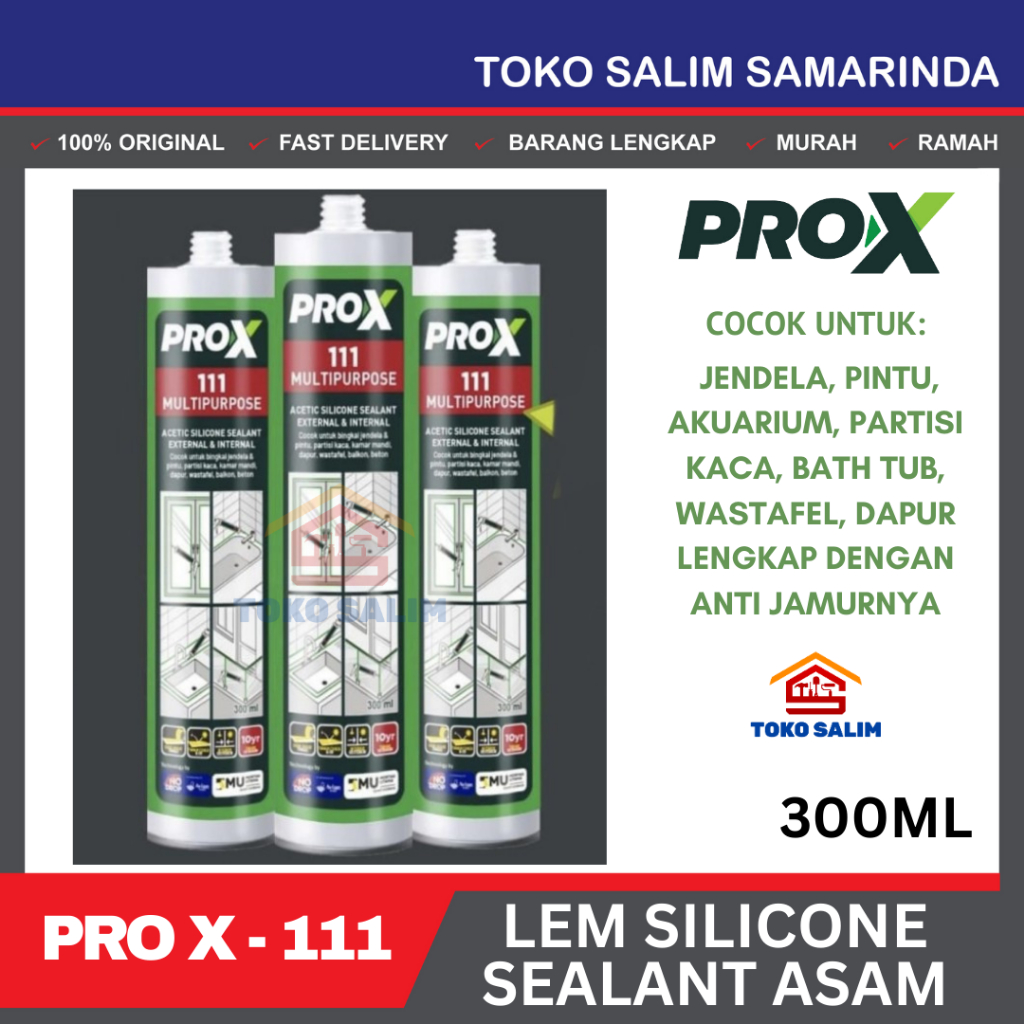 Jual Lem Sealant Silicone ( Asam / Acetic ) Kaca Pro-X Prox 111 Silen ...