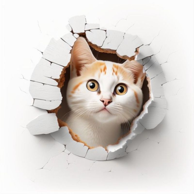 Jual stiker 3D kucing lucu, bahan vinil, anti air dan panas | Shopee ...