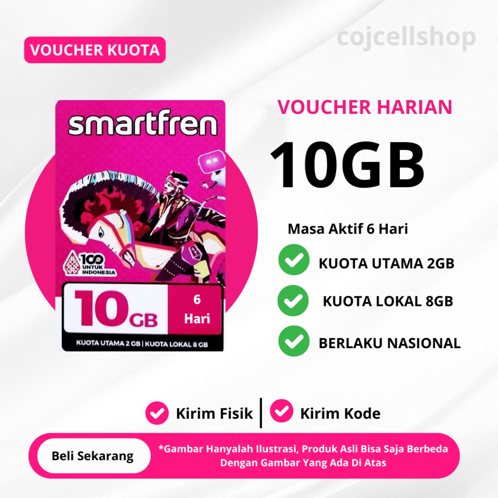 Jual Voucher Kuota Data Smartfren 10GB Masa Aktif 6 Hari Full 24 JAM | Shopee Indonesia