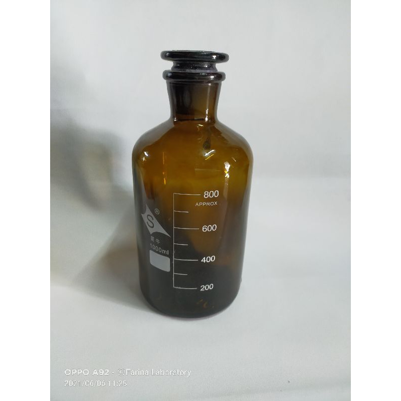 Jual Botol Reagen-Reagent Bottle-Botol Coklat 1000ml RRC (mulut kecil(l ...