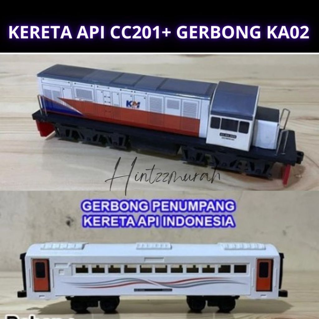 Jual Mainan Kereta Api Indonesia Lokomotif CC201 + Gerbong Rangkaian Kereta Api PT KAI (handmade ...