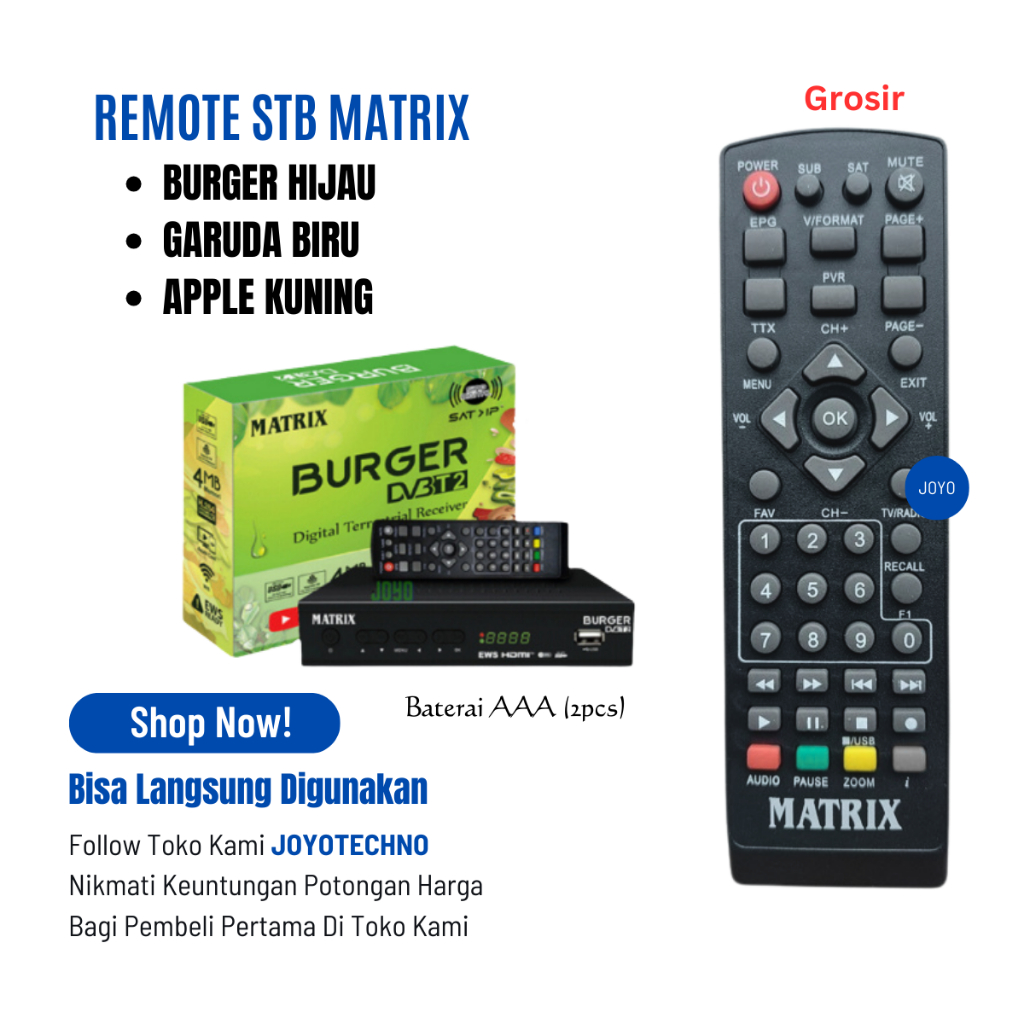 Jual Remote STB Matrix Burger Hijau / Apple Kuning Remot Kontrol Set ...