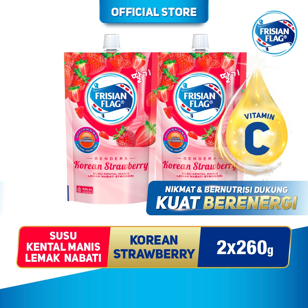 Jual Frisian Flag Bendera Kental Manis Korean Strawberry Pouch 260g x 2 | Shopee Indonesia