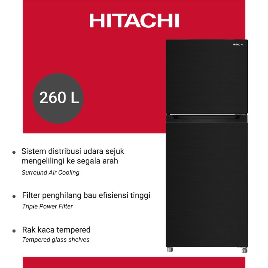 Jual HITACHI Kulkas 2 Pintu 260 Liter HRTN5275MFBBKID | Shopee Indonesia
