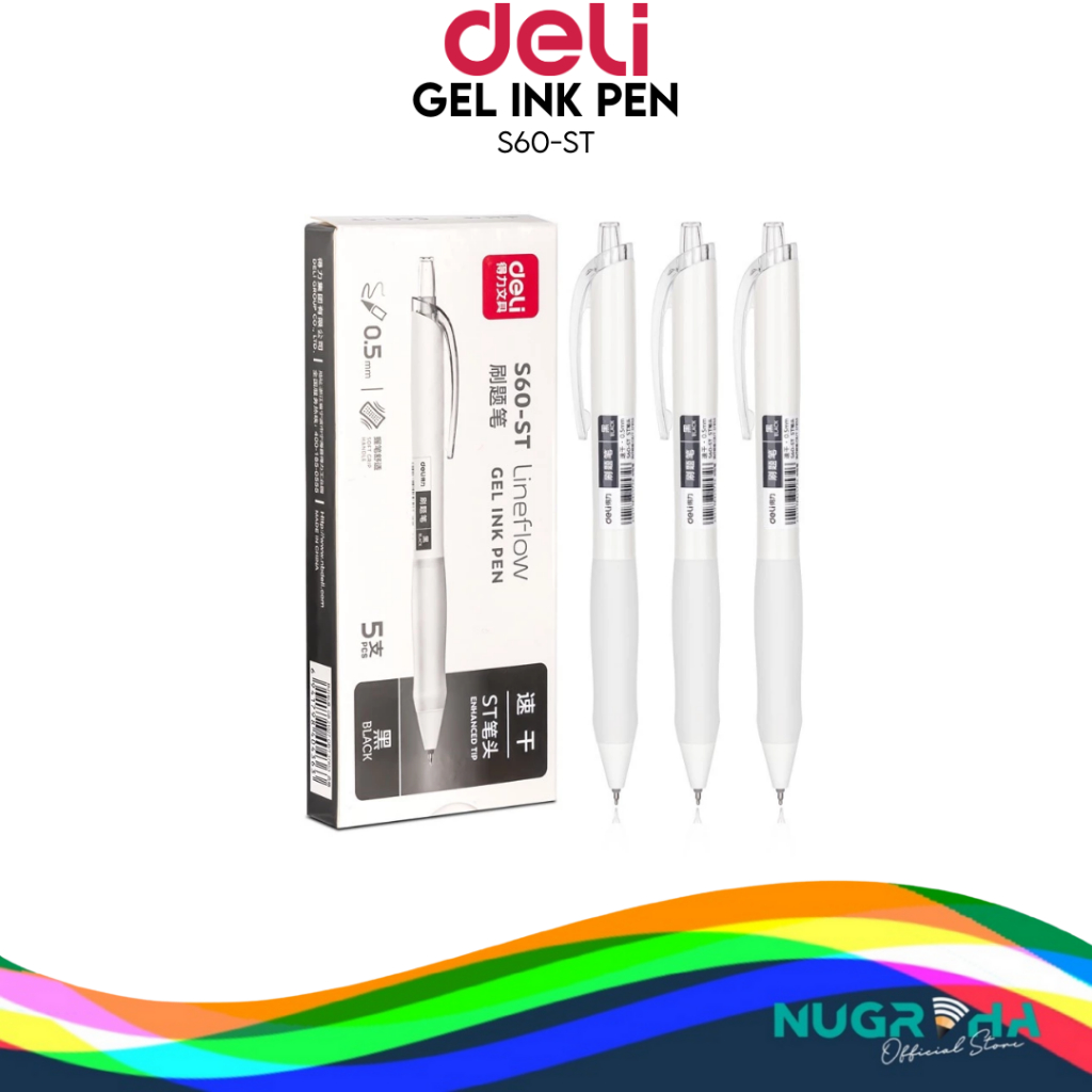 Jual DELI S60-ST GEL PEN PENA BALLPOINT PULPEN RETRACTABLE CETEK KLIK 0 ...