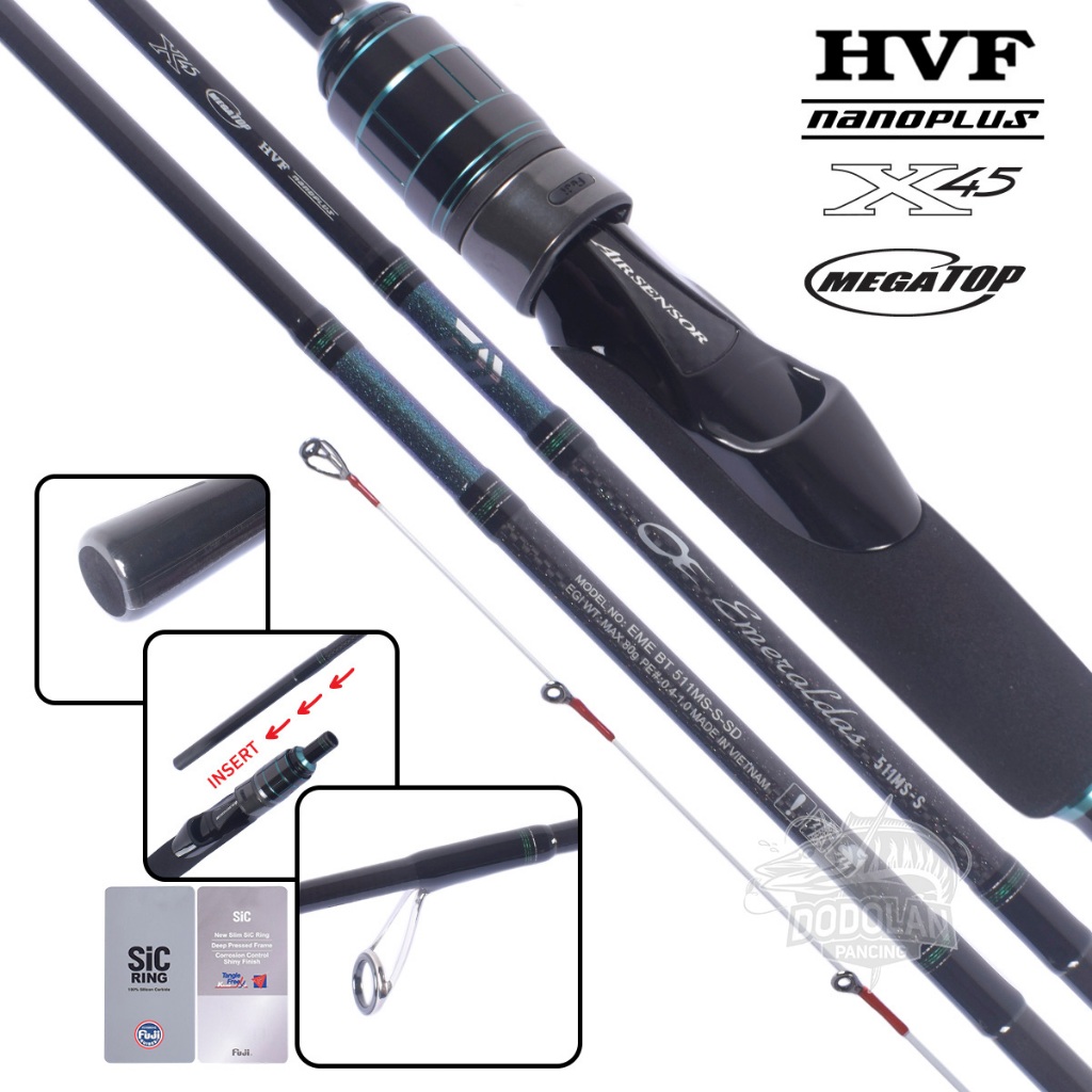 Jual Joran Daiwa Emeraldas BT 511MS-S-D | 62MLS-S-SD | Spinning Dodolan Pancing | Shopee Indonesia