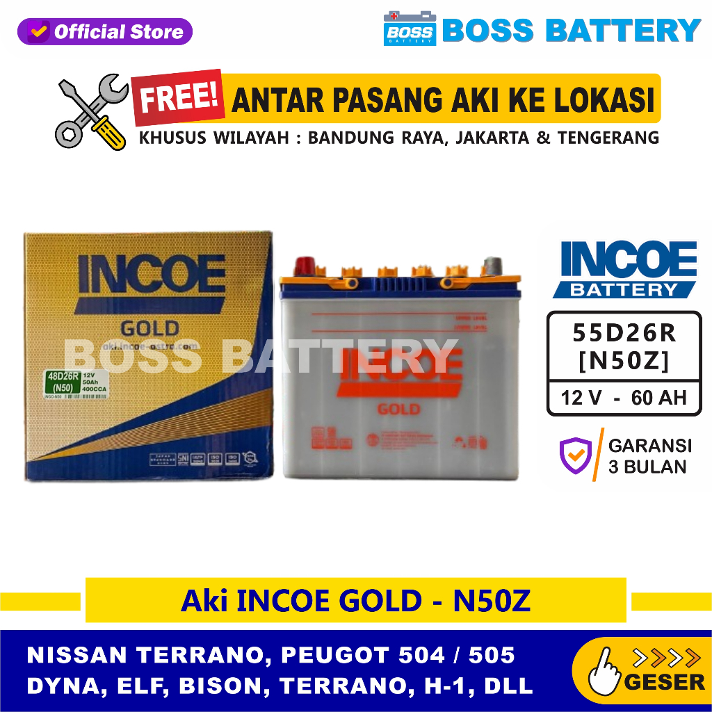 Jual Aki INCOE GOLD N50Z - 60 Amper, Aki INCOE ASTRA OTOPARTS | Shopee ...
