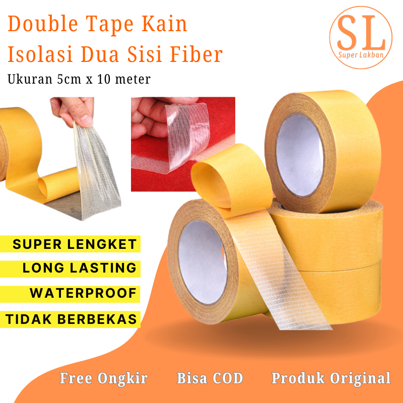 Jual Double Tip Isolasi Kuning 2 Sisi Selotip Kain Tempel Dinding Tanpa ...
