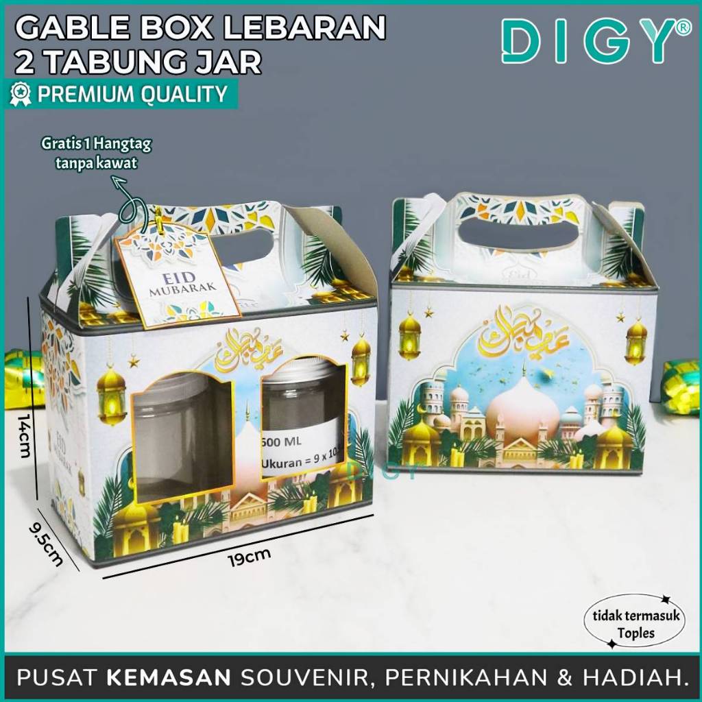 Jual Gable Box Lebaran 2 jar / Kotak cookies Kado lebaran/ Kotak ...