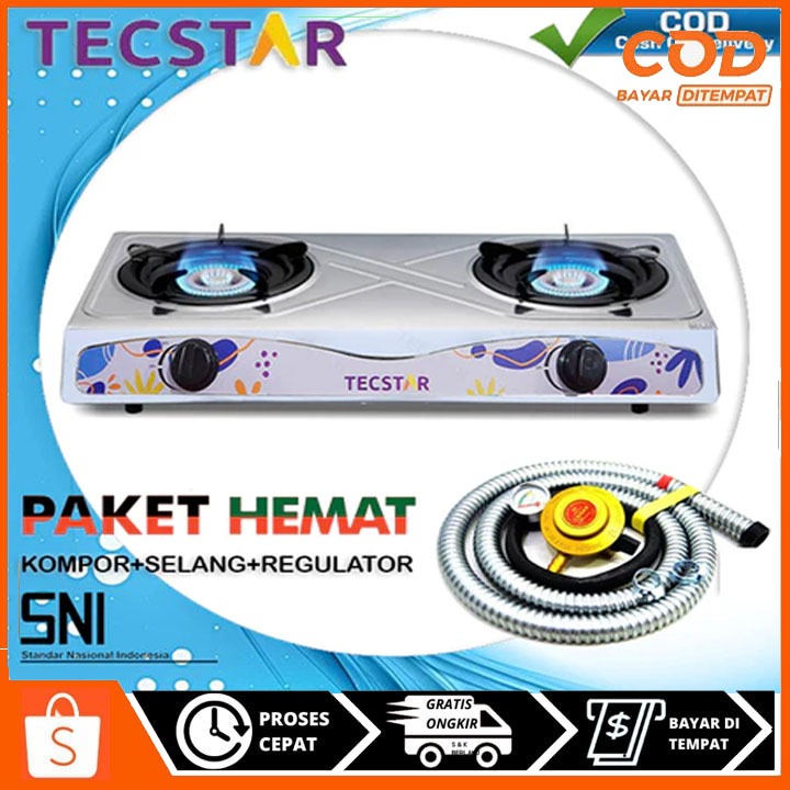 Jual TECSTAR Kompor Gas 2 Tungku Stainless Teraflon Anti Lengket dan ...