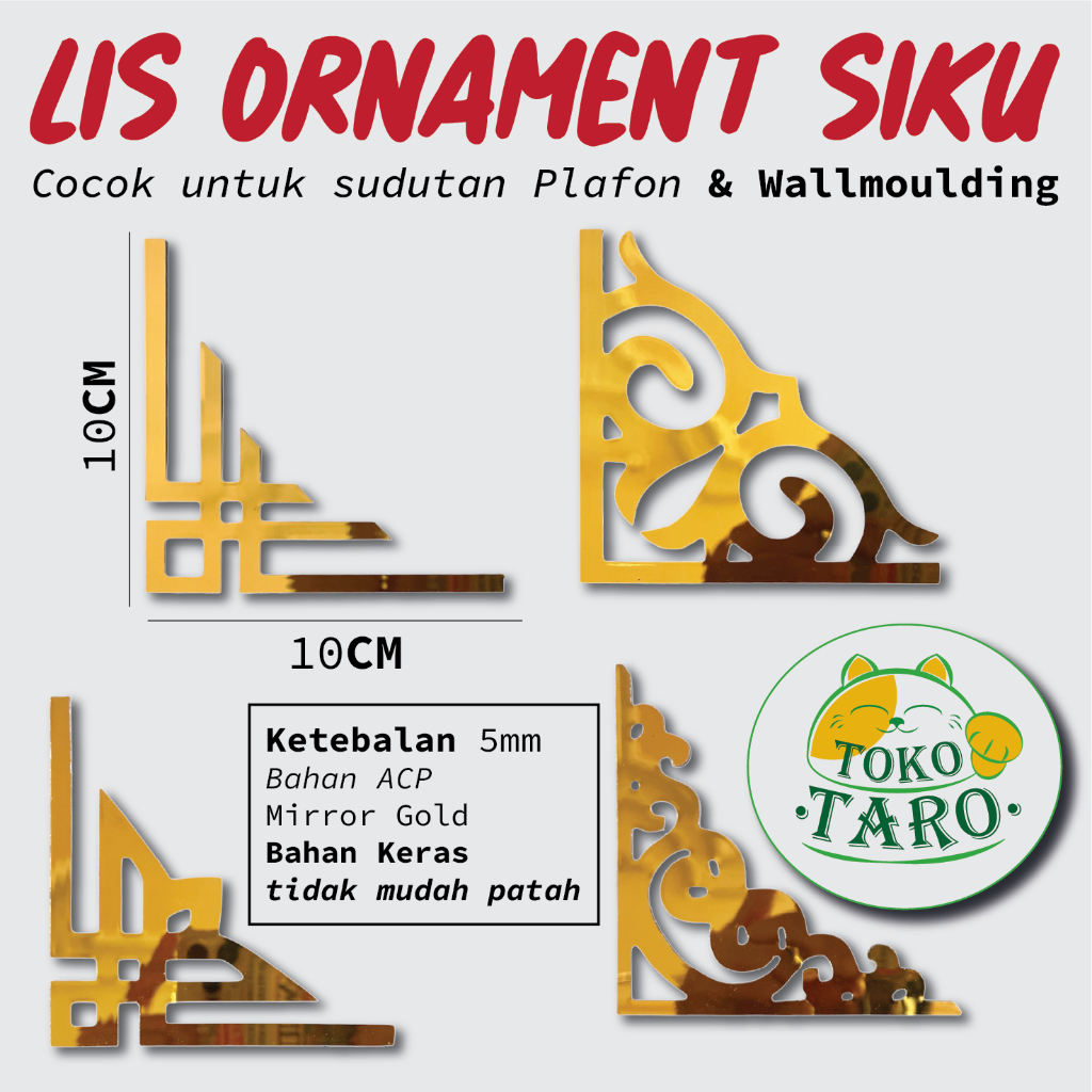 Jual Hiasan Siku Sudut Gold Mirror / List Moulding Ukuran 10 cm x 10 cm ...