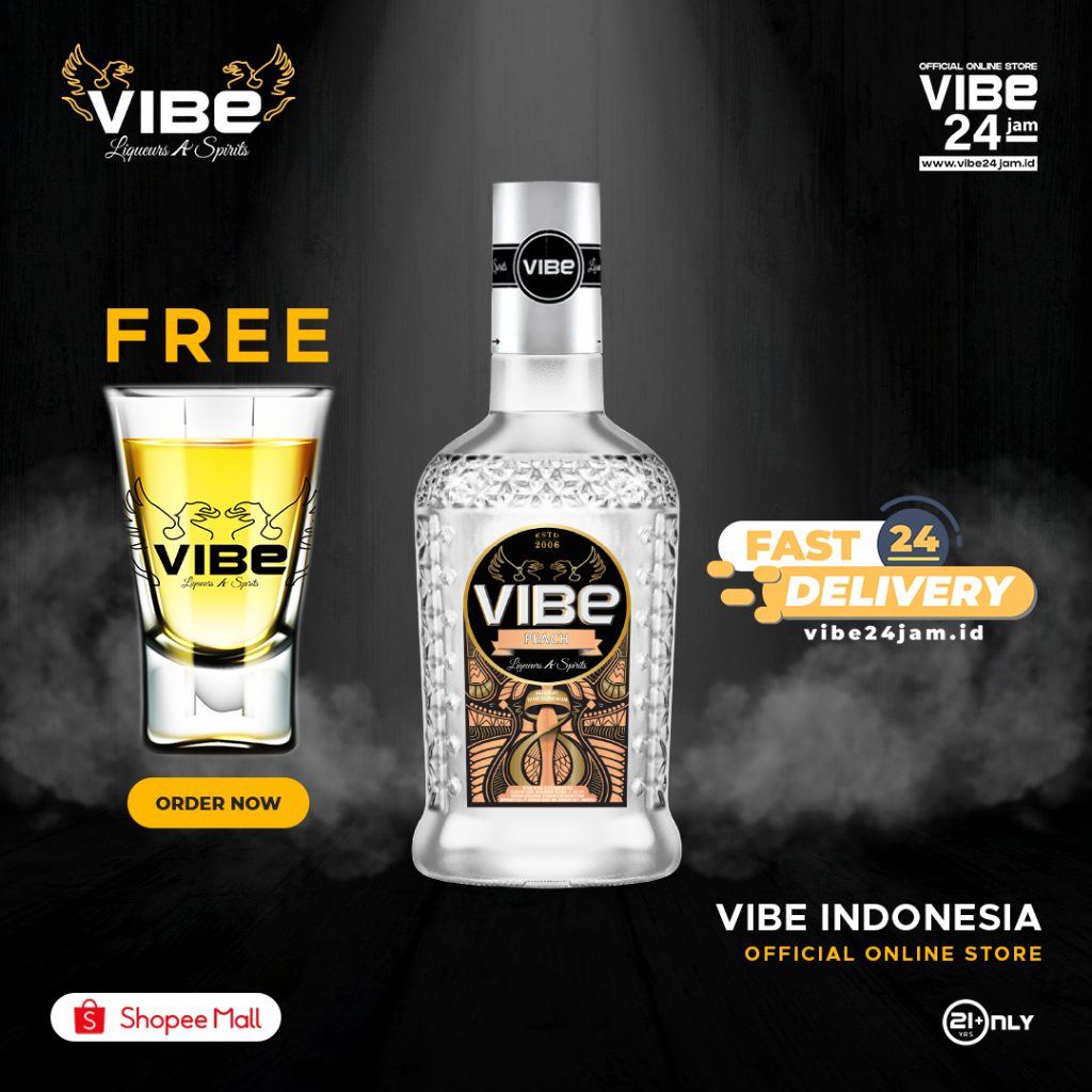Jual Minuman VIBE Peach Botol 350 ml + Gratis Gelas Sloki | Shopee Indonesia