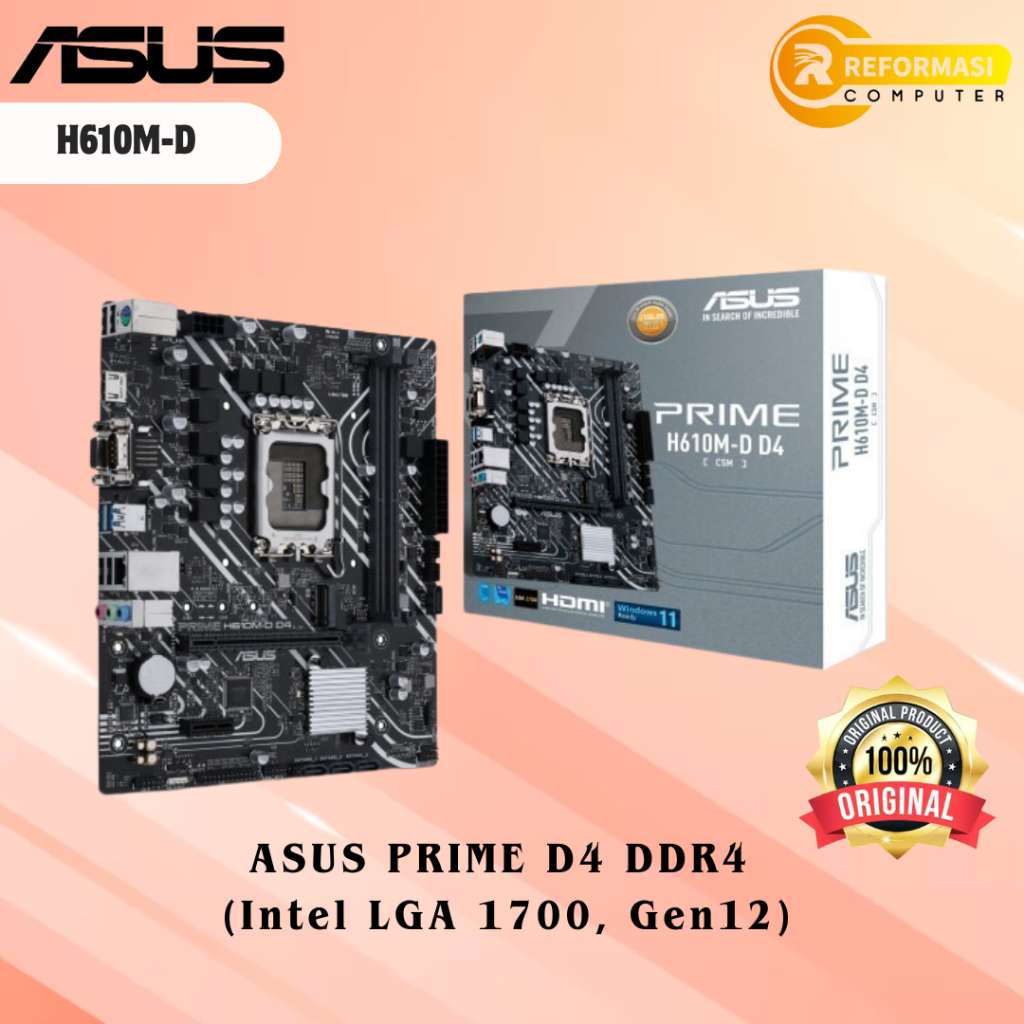 Jual ASUS Motherboard PRIME H610M-D D4 DDR4 (Intel LGA 1700, Gen12) | Shopee Indonesia