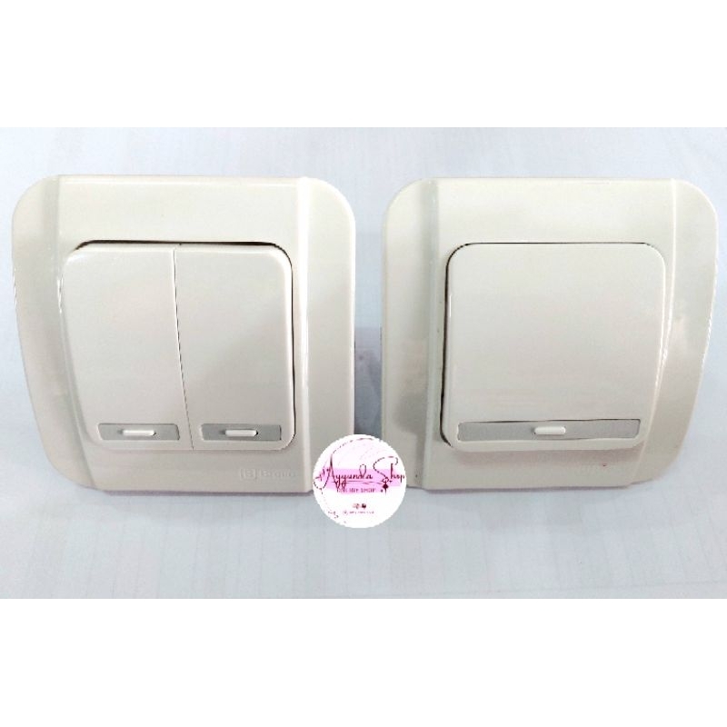 Jual BROCO Saklar Inbow Putih Single / Double Galleo | Shopee Indonesia
