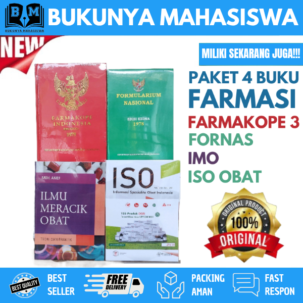 Jual BUKU PAKET LENGKAP 4 BUKU FARMASI DASAR FARMAKOPE 3 ISO FORMULARIUM NASIONAL ILMU MERACIK ...