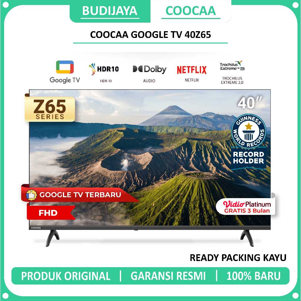 Jual NEW COOCAA 40 inch GOOGLE TV-2K LED-TV (COOCAA 40Z65) | Shopee ...