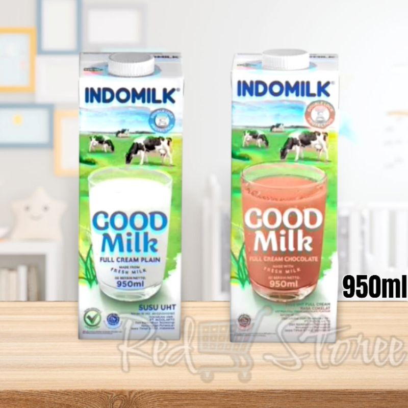 Jual Indomilk Good Milk Full Cream Chocolate & Plain 950ml | Shopee Indonesia