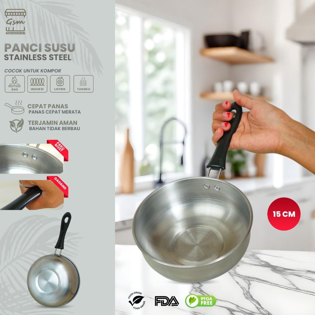 Jual GSM Panci Stainless Steel Ukuran 15cm / Milk Pot panci Mie / panci ...