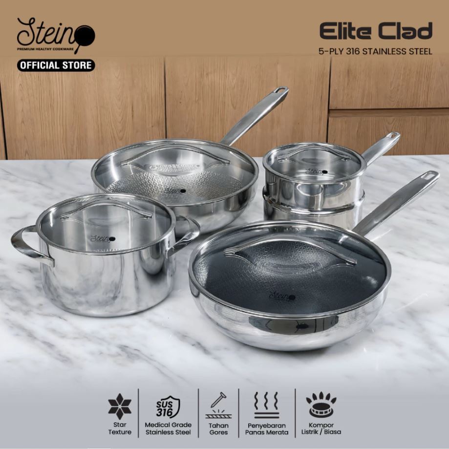 Jual Steincookware STEIN Elite Clad Complete Set 4 in 1 - Wajan Set Stainless Steel | Shopee ...